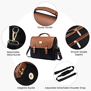 LOVEVOOK Laptop Bag for Women, 15.6 inch Large Capacity Computer Briefcase Case, Crossbody Messenger Shoulder Bag, Office Business Work Tote Bags Purse for Travel Gifts, Brown-black