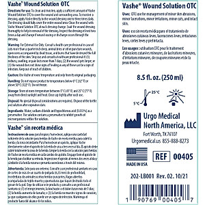 Vashe Wound Solution OTC | Pure Hypochlorous Acid-Preserved Wound Cleanser | Home Wound Care | Non-Cytotoxic and Skin-Neutral pH | 8.5 Fl Oz