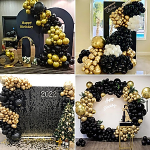 PatiCool Metallic Gold Balloons - 12 inch 100pcs Latex - Chrome Gold Balloons with 2 Ribbons, Golden Balloons for Birthday Party, Graduations, Wedding, Baby Shower Decorations