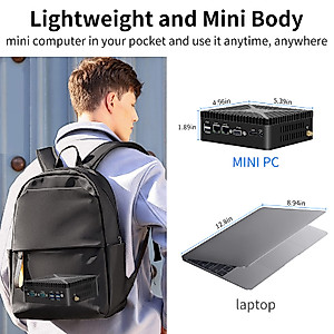 Kinupute Industrial Mini PC, Fanless Desktop Computer Celeron J1900 2.0-2.42GHz, Windows 10 Pro, 8GB RAM, 256GB SSD, 2xNICs, 2xCOM, HDMI/VGA Port, 2.4G+5G WiFi for Industry Office HTPC, Support Linux