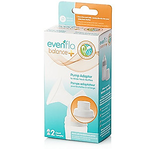 Evenflo Feeding Breast Pump Adapter to Balance Plus Wide Neck Baby Bottle (Pack of 2), White (5142112)
