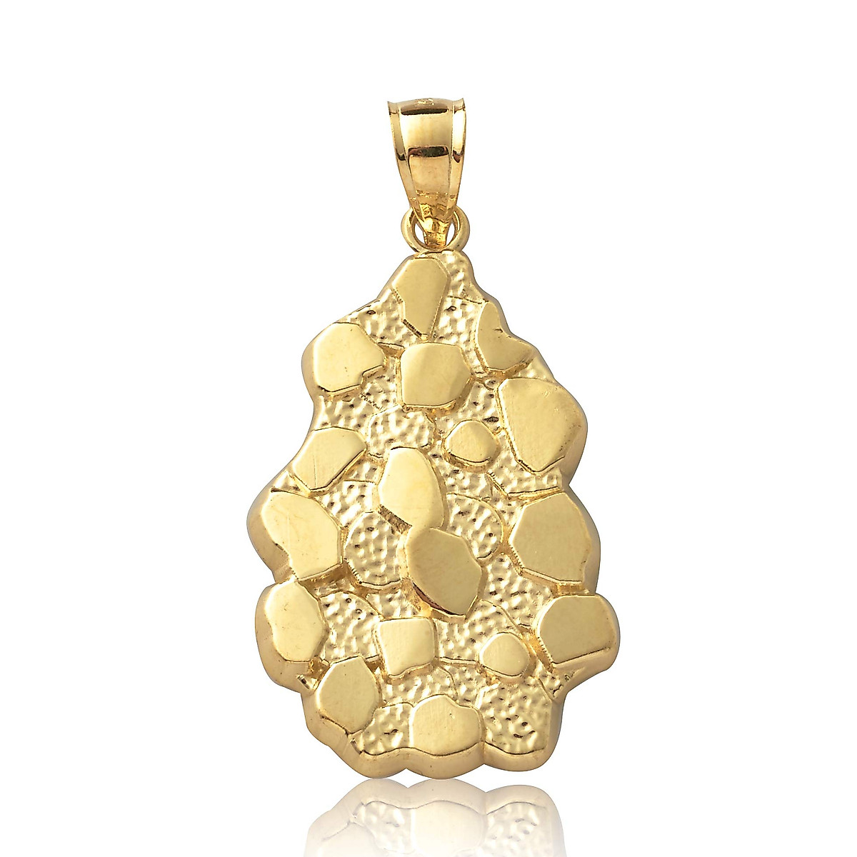 LoveBling 10K Yellow Gold Nugget Charm Pendant (1.60" x 0.77")