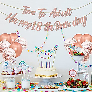 Rose Gold 18th Birthday Decorations for Girls Rose Gold 18th Birthday Banner 18th Birthday Sash 18th Tiara 40 Inch NO. 18 Rose Gold Foil Balloons Rose Gold Confetti Balloons 18th Rose Gold Party Set