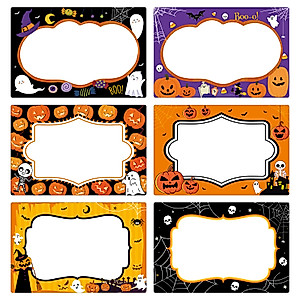 210 Pcs Halloween Name Tags Stickers - Self Adhesive Halloween Name Stickers Halloween Name Gift Labels for Gift Wrapping Halloween Classroom Pumpkin Party Favor Décor