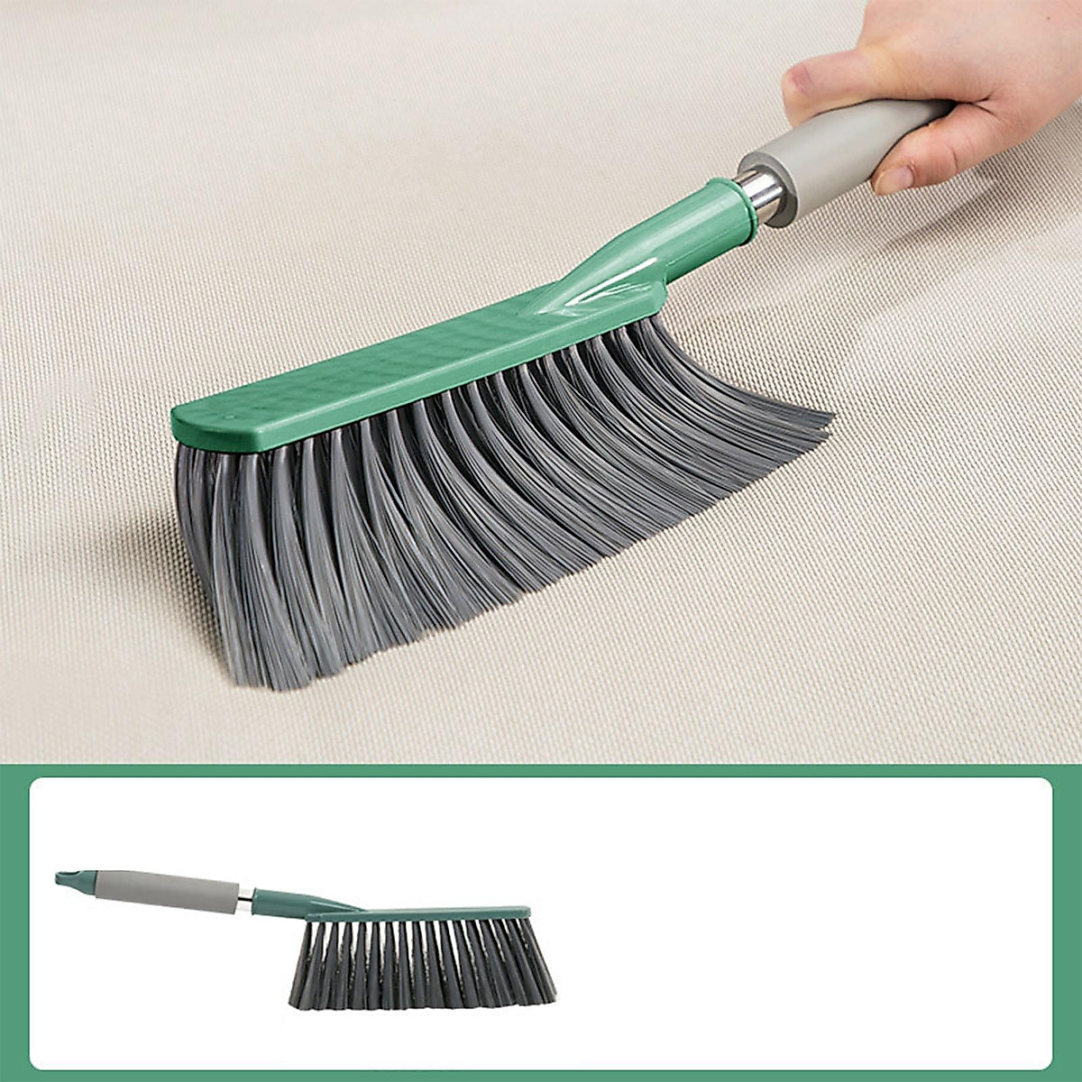 Soft Bristle Small Broom Bed Sheets Sweeping Cleaning Brush with Long Hand Camping Broom Hand Broom Brooms for Sweeping Indoor Counter Duster for Debris Hair Remover Desk Quilt Sofa Furniture