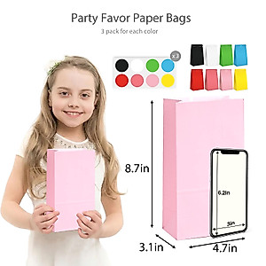 JOHOUSE 24PCS Party Favor Paper Bags, 8 Colors Gift Bags with Stickers Treat Bag Goody Bags for Wedding Birthday Baby Shower