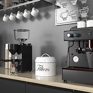 APOIMNA Coffee Filter Holder, Coffee Bar Accessories for Coffee Bar Station, Basket Round Coffee Filter Container Storage for Counter, Coffee bar Decor(White)