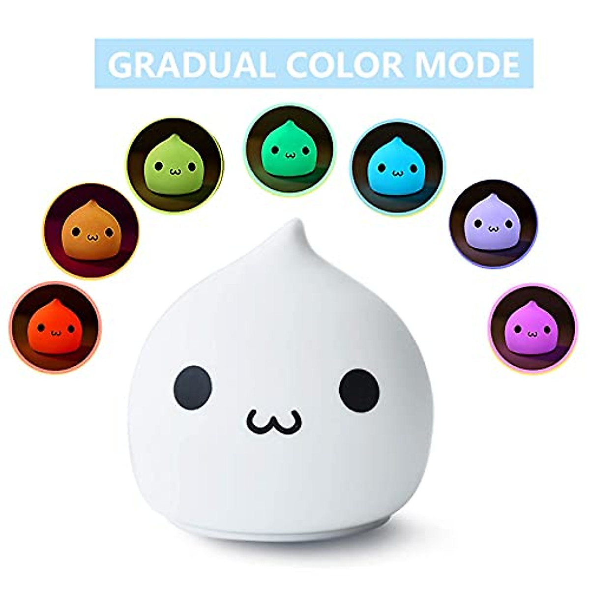 Night Light for Kids, Cute Lamp Dumpling Light Birthday Gifts for Girls Boys, Kawaii Waterdrop Nightlight Silicone Portable Nursery Battery Powered Animal Night Lights for Baby Toddler Teen Bedrooms