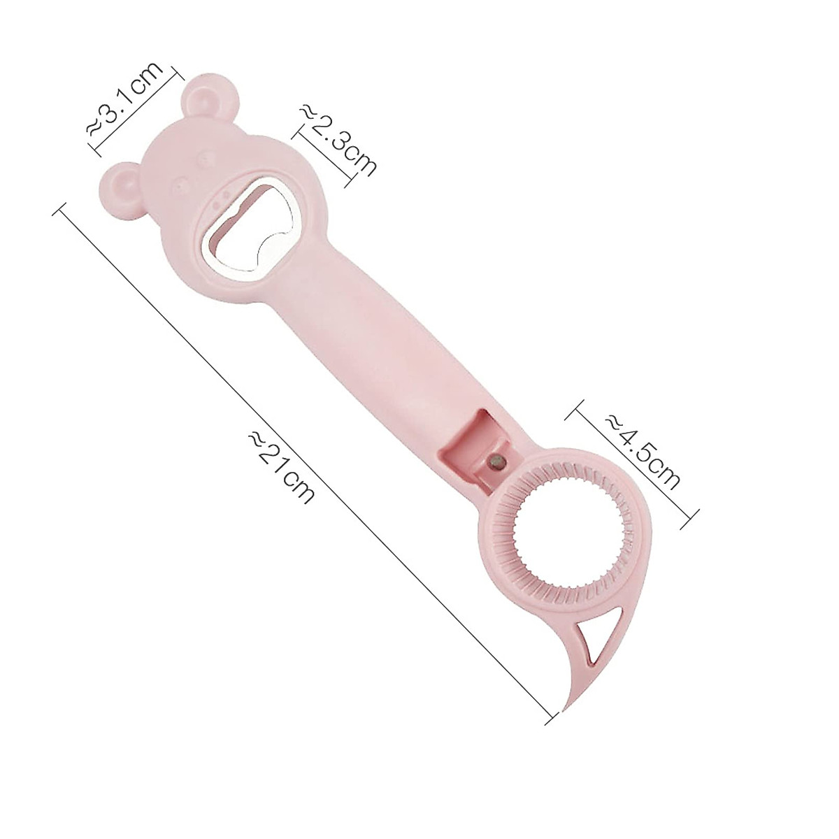 Jar Opener, 4 in 1 Multi Function Can Opener Bottle, Multi Kitchen Tool for Jelly Jars, Wine, Beer and other, Bottle Opener to Protect the Nail Use for Children, Elderly and Arthritis Sufferers-Pink