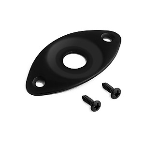 Holmer Guitar Jack Socket Plate Curved Recessed Oval Football Style Output Jack Plate Compatible with Les Paul Ibanez Jackson Guitar or Bass Parts with Screws Black.