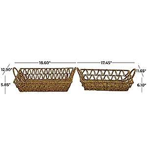 The Novogratz Metal Handmade Storage Basket with Handles, Set of 2 19", 17"W, Brown
