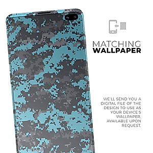 DesignSkinz Bright Turquoise and Gray Digital Camouflage Protective Vinyl Decal Wrap Skin Cover Compatible with The Samsung Galaxy S20 (Screen Trim & Back Glass Skin)