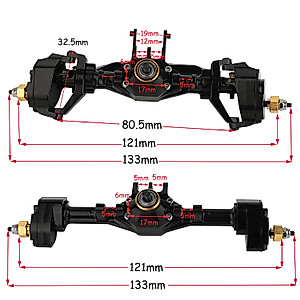 RZXYLRC TRX4M Heavy Brass + Aluminum Alloy Front & Rear Diamond Portal Axle Complete Set for 1/18 RC Crawler TRX-4M Metal Ground Clearance Upgrade Parts