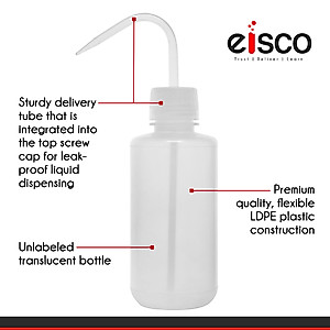 EISCO Extra Large Wash Bottle, Premium LDPE Plastic, 33.8oz (1000mL/1L) Capacity, Squeeze Bottle