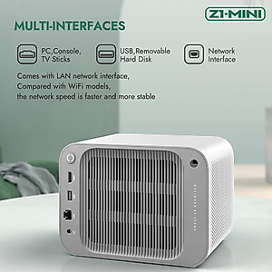 ZEEMR Projector with 5G Wifi and Bluetooth, Native 1080P, Autofocus/AutoKeystone Correction, Fully Sealed Dust-Proof, Smart Portable Projector For Home Theater, Compatible with Almost TV Sticks(Gray)