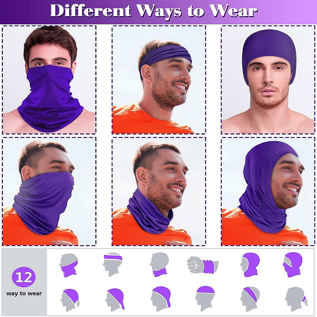 SATINIOR 12 Pcs Ski Mask Summer Face Cover Scarf Men Balaclava Neck Gaiter Cycling Running Headwear Windproof Hood