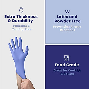 Comfy Package [100 Count Blue Nitrile Gloves, Disposable Gloves - 4 Mil, Latex & Rubber Free, Non-Sterile Powder Free Gloves - X-Large