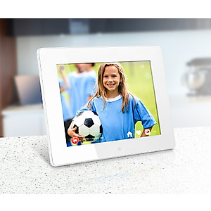 Aluratek 8 Inch WiFi Digital Photo Frame with Touchscreen IPS LCD Display and 8GB Built-in Memory,White