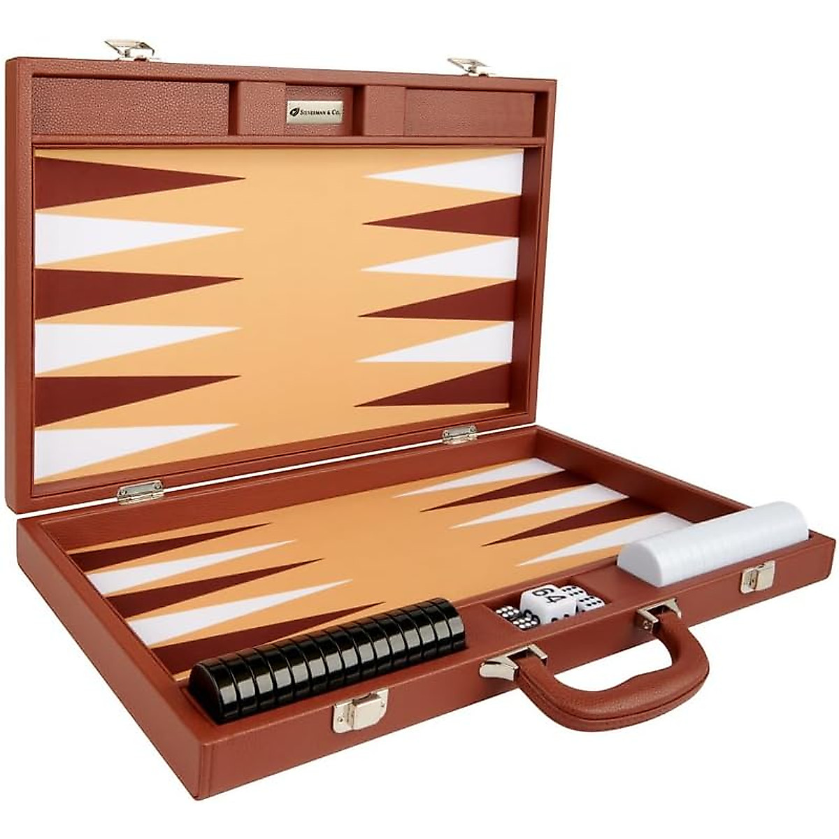 Silverman & Co. 19-inch Premium Backgammon Set - Desert Brown Board