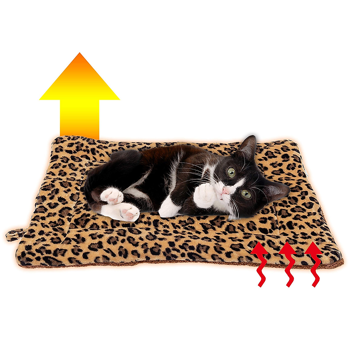 FLYSTAR Cat Bed Mat for Indoor Cats - Self Warming Leopard Cute Cat Bed Mat, Soft Warm Washable Self Heating Cat Bed Pad for Small, Medium, Large Cats & Puppies(15.7"*19.7")