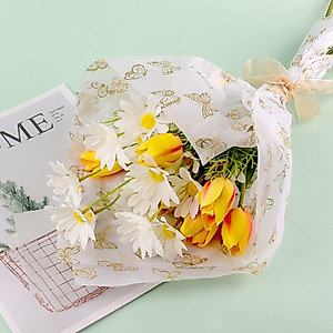 KINBOM 30Pcs 14x20inch Golden Butterfly Tissue Paper Sheets, Gold Wrapping Tissue Paper Bulk for Packaging for Christmas Wedding Birthday Party Baby Showers DIY Crafts Arts (White Background)