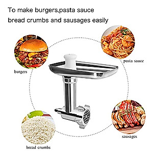 Leixe Metal Food Grinder Attachment for KitchenAid Stand Mixers Includes 2 Sausage Stuffer Tubes,Durable Meat Grinder Attachment for KitchenAid