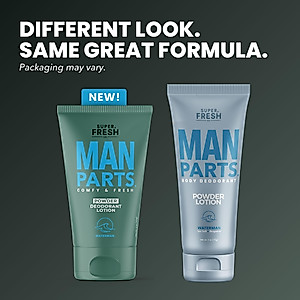 Super Fresh Man Parts Ball Deodorant for Men | Powder Lotion, Fresh Control Odor, Anti Chafing, Stop Itch, Absorb Sweat, Aluminum Free, 4 oz Tube (2PK)