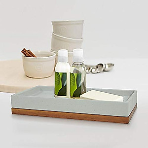 nu steel Concrete, made of cement Storage Organizer Tray for Bathroom Vanity Countertops, Closets - Holder for Watches, Earrings, Makeup Brushes, Reading Glass, Perfume, Guest Hand Towel - Stone/brown