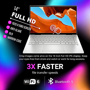 HP Pavilion x360 2 in 1 Laptop, 14 Full HD Touchscreen, Intel Core i5-1235U(Beat i7-1195G7), 8GB RAM - 1TB PCIe SSD, Stylus, Backlit Keyboard, Fingerprint, WiFi 6, Alexa, Windows 11 Home, Silver