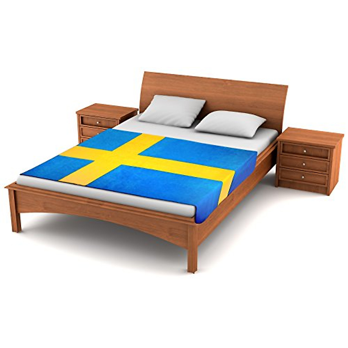 Fuzzy FlagsTM Sweden Flag Fleece Blanket - 80-inches x 50-inches - Oversized Swedish Flag Travel Throw Cover