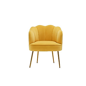 Yone jx je Modern Shell Chair Accent Chair, Velvet Armless Accent Chair, Barrel Chair Button-Tufted Decorative Sitting Chair, Corner Side Chair, Vanity Chair for Bedroom, Living Room (Yellow)