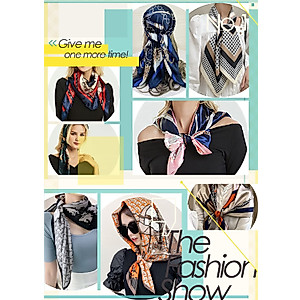 RUOLIN 35×35 inches large square women's satin silk like head scarf fashion pattern silk feeling hair sleeping wrap (20 Green)