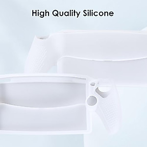 Qoosea for Sony PlayStation Portal Case Silicone Shock-Absorption Anti-Fingerprint Scratch Resistant Cover Case for PlayStation Portal - White