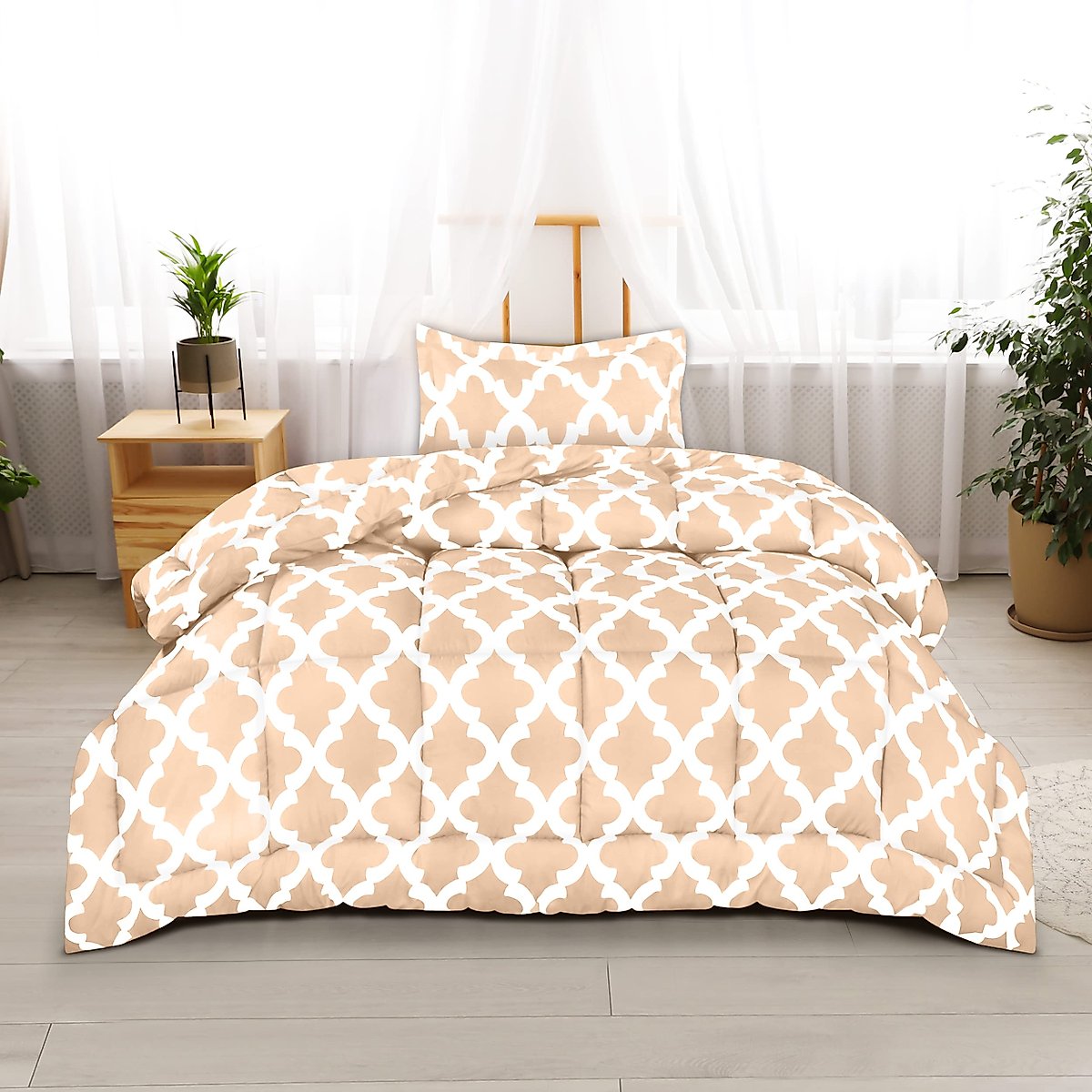 Utopia Bedding - Comforter Set with 1 Pillow Sham - 2 Pieces Bedding Comforter Sets - Down Alternative Comforter - Soft and Comfortable - Machine Washable, Beige, Twin