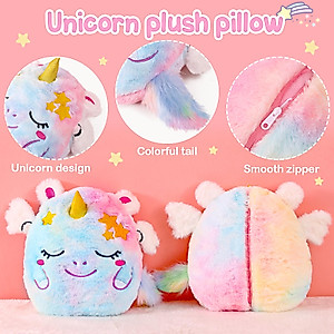 G.C Unicorn Stuffed Animal Plush Toys for Girls Kids Plushies, Tie-dye Unicorn Gifts 2 in 1 Pillow & Hoodie Soft Unicorn Plush, Christmas Birthday Gifts for Toddler Girls 3 4 5 6 7 8+ Years Old