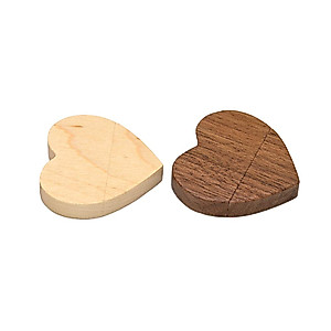 YOOGO Wooden Heart Shape USB Flash Drive USB Memory Stick Thumb Drivers 16GB 2.0 High Speed with Matching Box for Novelty Wedding Gift (16GB, Walnut)