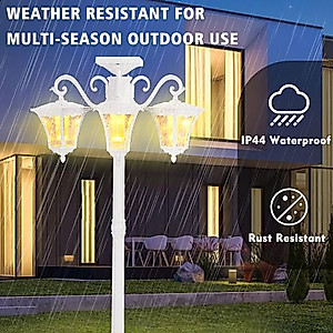 Sun-Ray 312011 Vittoria Three Head Solar Lamp Post and Planter, 7 ft, White