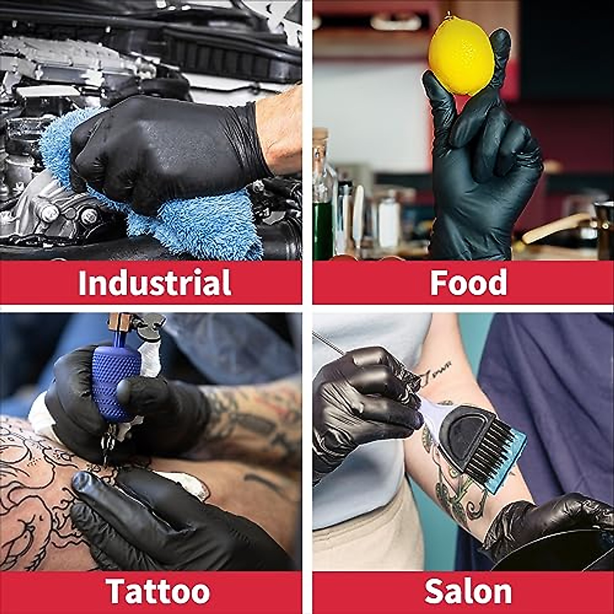 Supmedic Black Nitrile Exam Glove, 5 mil Powder-Free Latex-Free Disposable Medical Gloves, Case of 1000 Pcs (S/M/L/XL) (X-Large)