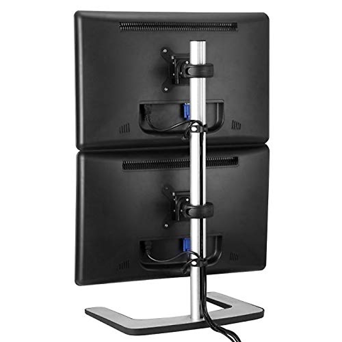 Atdec dual stack or single monitor desk Mount - Freestanding base - Load screen monitors up to 26.5lb flat or 20lb curved - VESA 75x75, 100x100 - Quick display release, tilt, pan, landscape/portrait