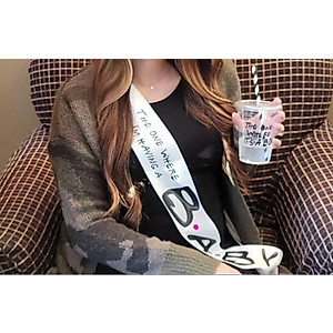 MONBISTY Mum to be Sash for Baby Shower,The one where I'm Having a Baby Sash Gift Ideal for Gender Reveal, Pregnancy Announcement, Welcome Baby,Pink or Blue Party Decorations