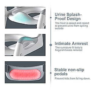 GLAF Potty Training Toilet Seat for Toddler Boys and Girls with Step Stools Ladder Potty Chair 2 in 1 Adjustable Kids Potty Seat with Anti-Slip Pads Comfortable Cushion (Grey)