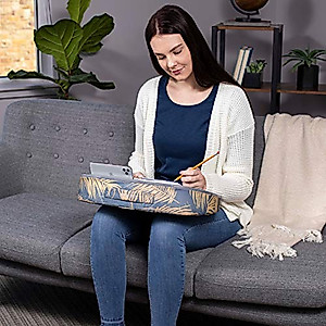 BIRDROCK HOME Lap Desk with Pillow Cushion | Tablet Slot | Fits Laptops Up to 15" | Tablets Up to 9.6" | Tropical Grey Pattern | Laptop Stand Accessories | Work from Home