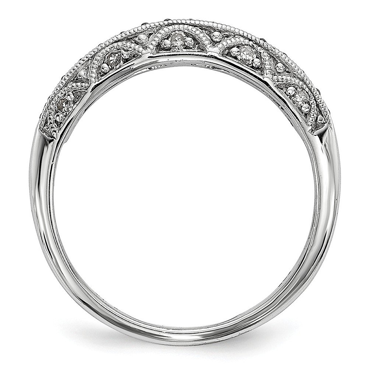 Size 7 Solid 925 Sterling Silver Black and White Diamond Ring (3mm) (.3ct.)