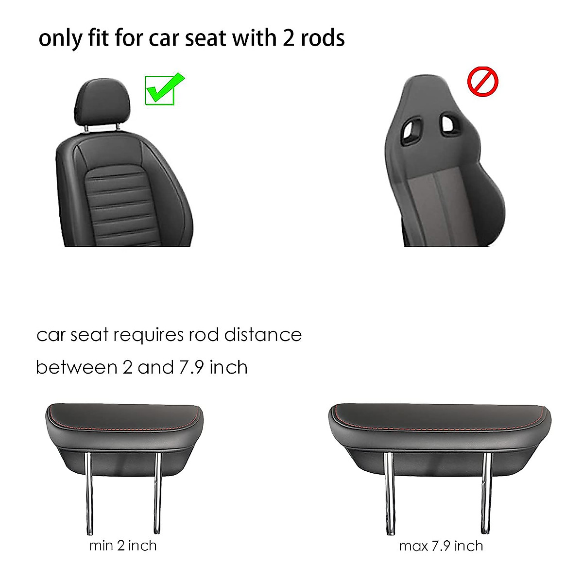 JOYBOOM Car headrest Pillow 2021 New Version,Upgraded with Hook,Road pal Detachable for Child in Long Trip,Head Neck Support Adjustable,Memory Foam U Shape Sleep Travel Protection, Leather Black