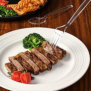 [200 Count] Heavy Duty Plastic Forks and Spoons Set - Disposable Spoons and Forks, 100 Plastic Forks and 100 Plastic Spoons for Party - Clear