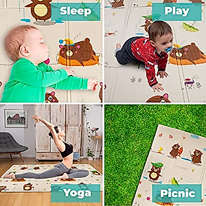 MARBS Baby Play Mat for Infants 77"x70" - Foldable Playmat for Babies and Toddlers, Easy to Clean Foam Play Mat for Baby, Thick Baby Floor Mat for Crawling, Folding Baby Mat for Floor, Kids Play Mat