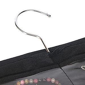 3 Pack Hanging Jewelry Organizer with 80 Pockets Jewelry Storage for Earrings Necklace Bracelet Ring Accessory, Black