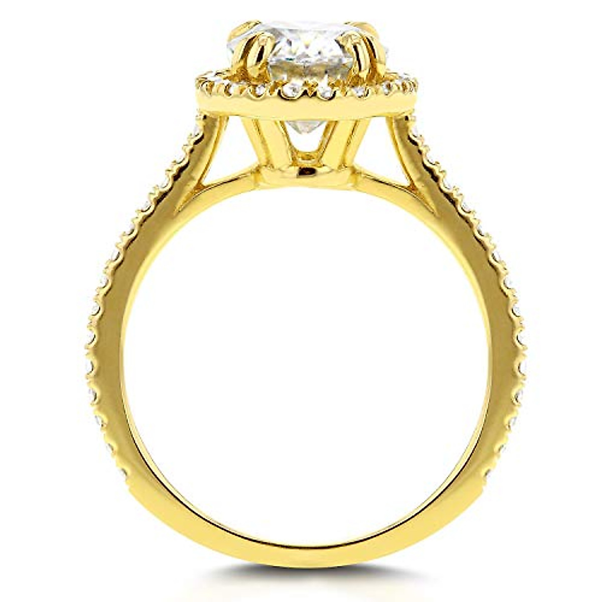Kobelli Oval Moissanite and Lab Grown Diamond Halo Engagement Ring 1 4/5 CTW 14k Yellow Gold (GH/VS, DEF/VS), 8