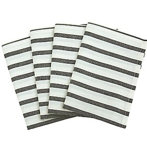 ROYALE Kitchen Towel 4 Pack - 100% Cotton Kitchen Dish Towel - Tea Towels - Reusable Cleaning Cloths - Highly Absorbent Bar Towel - Large Dish Towels - Wiping Cloth - (20x28 Inch, Wide Stripe)