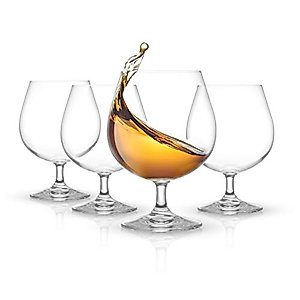JoyJolt Brandy Glasses – Cask Collection Set of 4 Cognac Glasses – 13.5Oz Crystal Snifter Set – Premium Quality Craftsmanship – Ultra-Elegant Design – Perfect Size for Brandy, Cognac – Made in Europe